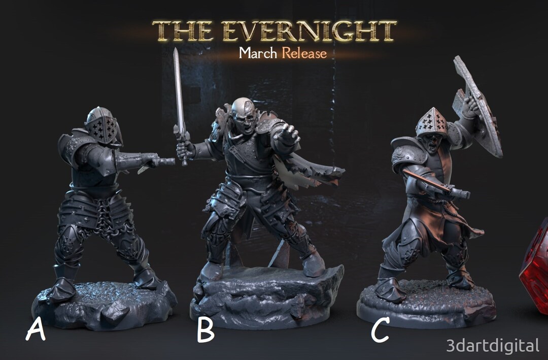 Zombie Knights - Dnd Miniature L 3D Printed Model L Undeads L Dungeons ...