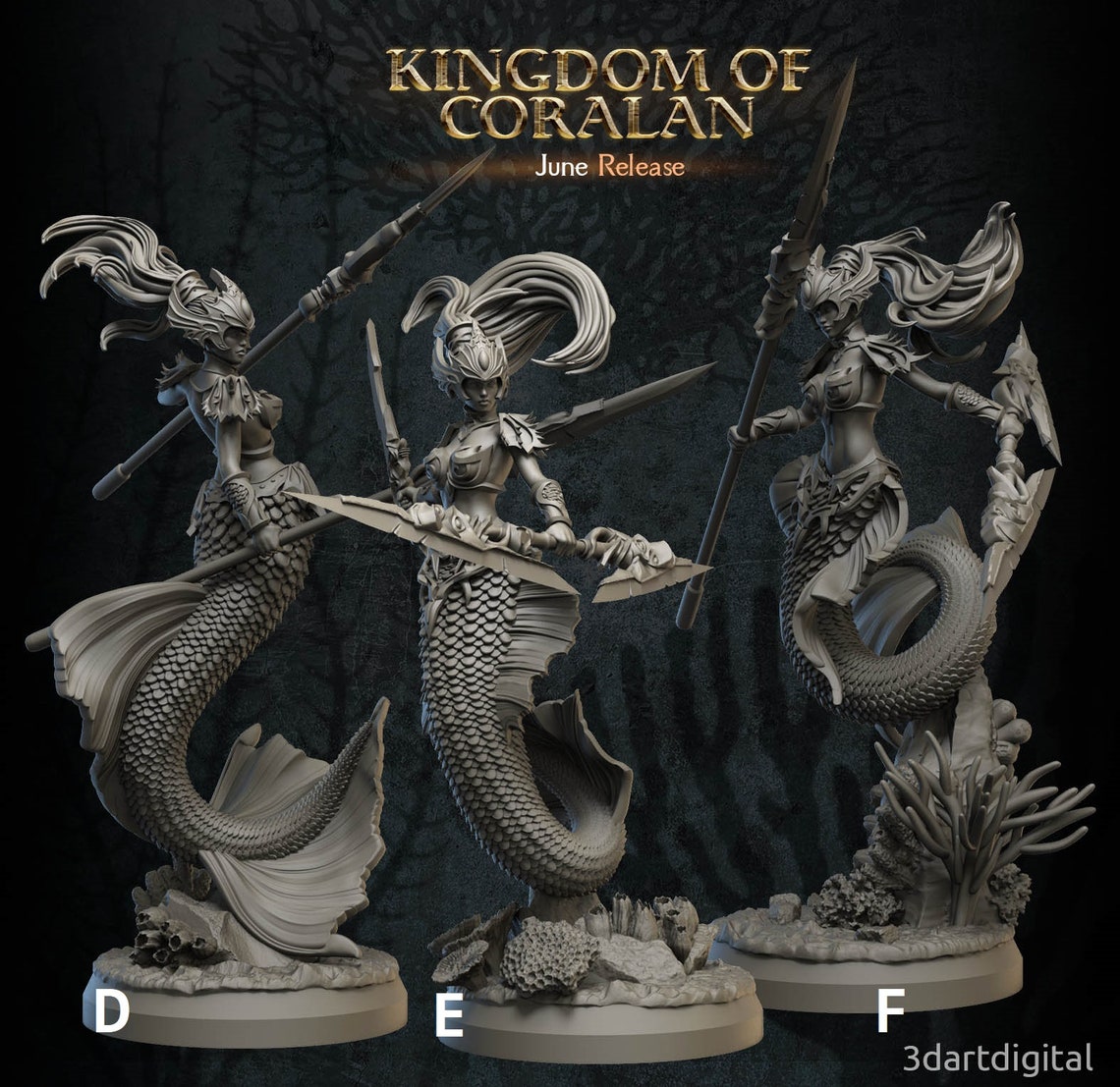 Female Merfolk Warriors Dnd Miniature L 3D Printed Model L - Etsy