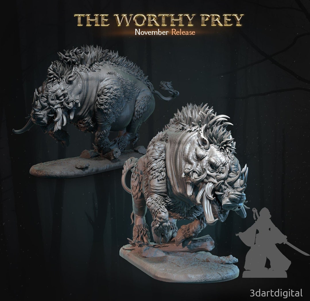 Dire Boar - Dnd Miniature L 3D Printed Model L Pig L Dungeons and ...