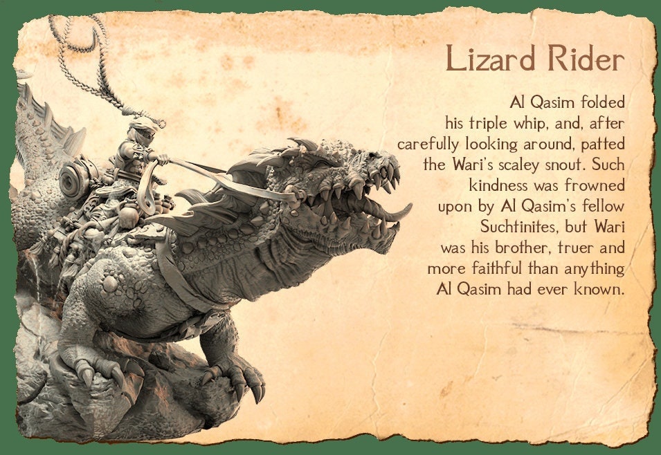 Lizard Rider Dnd Miniature L 3D Printed Model L Persian L - Etsy