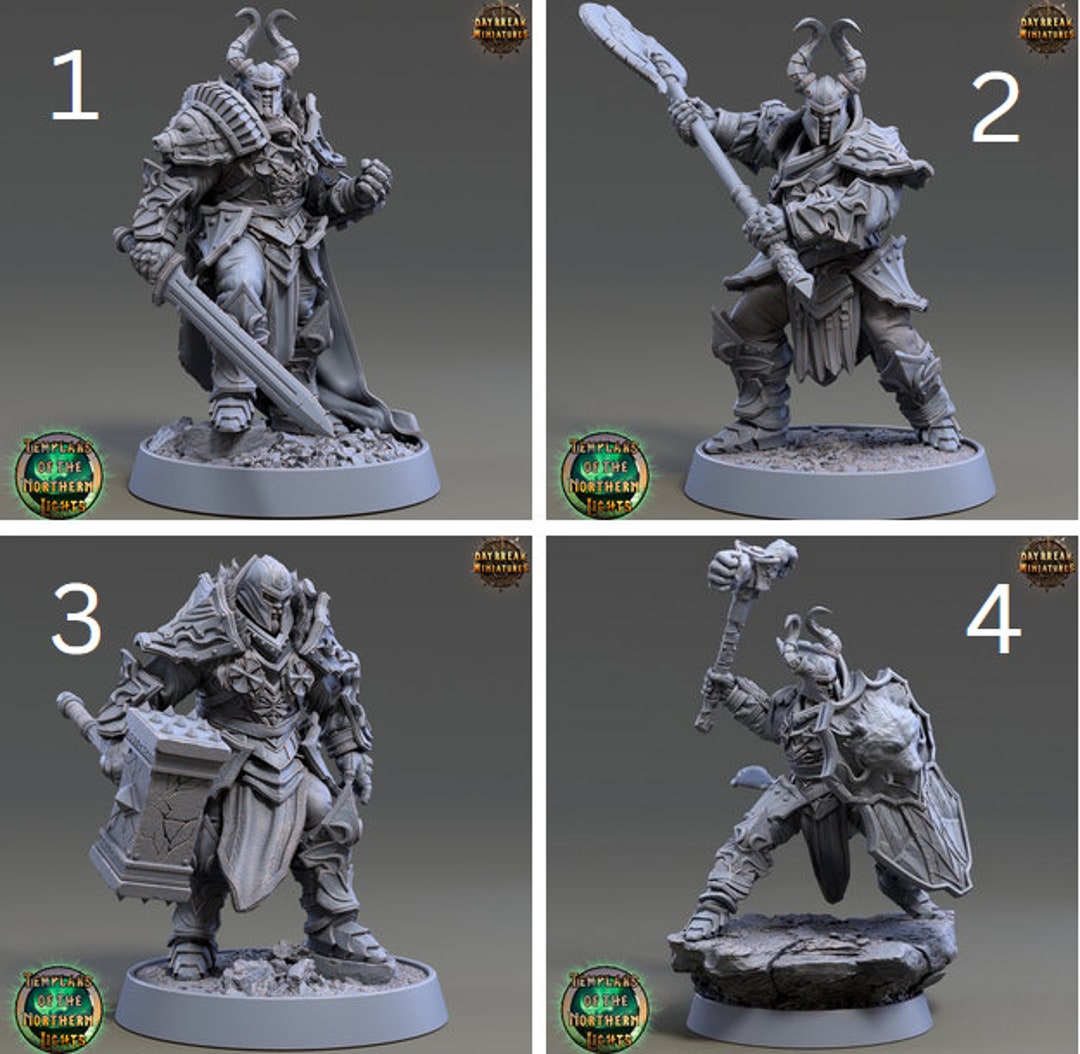 Templar Fighters 1 Dnd Miniature L 3D Printed Model L Warriors L Beast ...