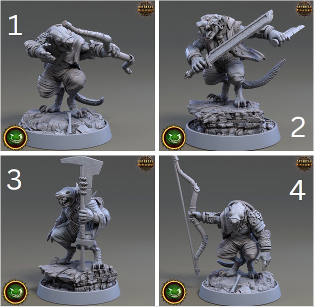 Ratmen 1 Dnd Miniature L 3D Printed Model L Animal L Beast Pathfinder L ...