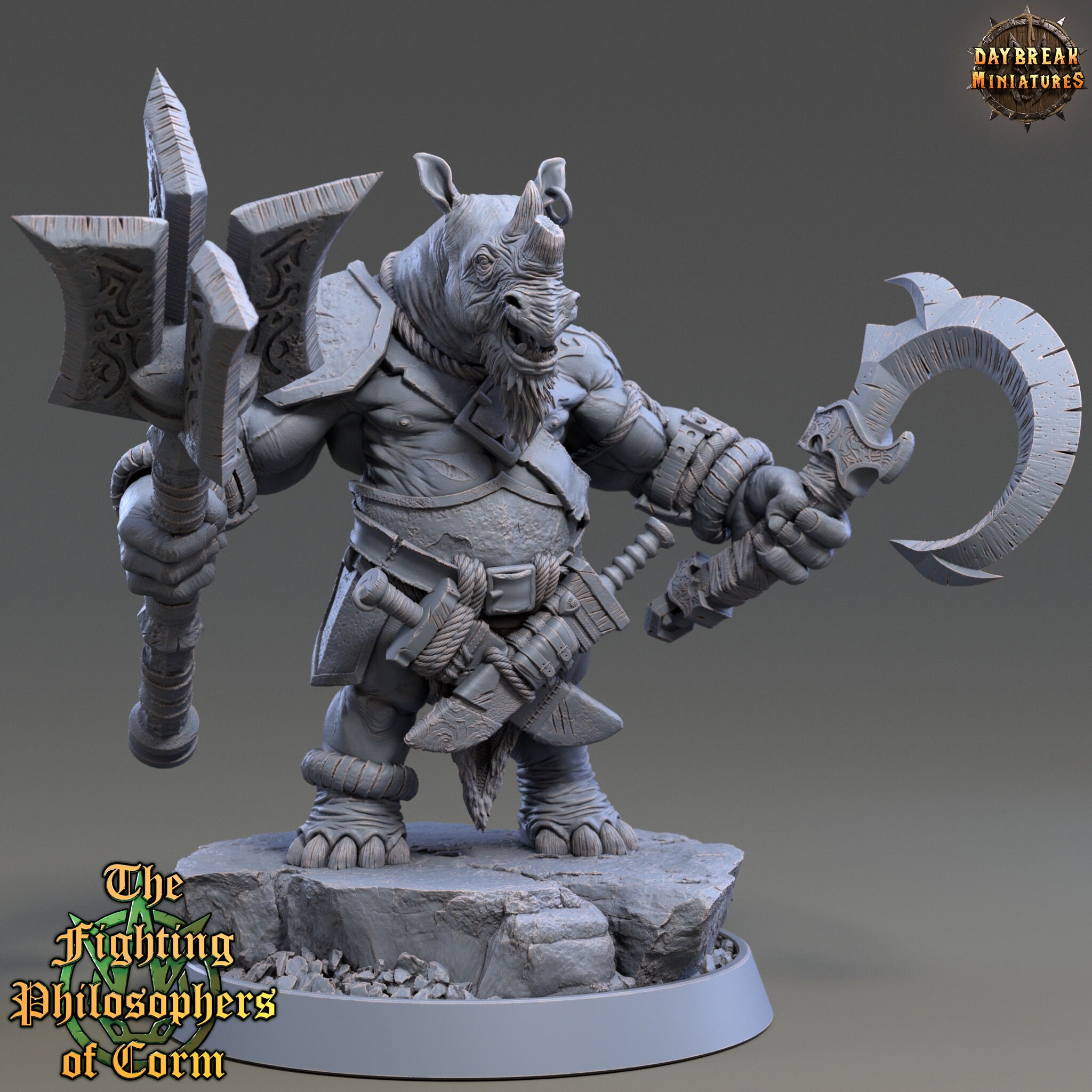 Rhino Folk 2 - Dnd Miniature L 3D Printed Model L Animal L Dungeons and ...