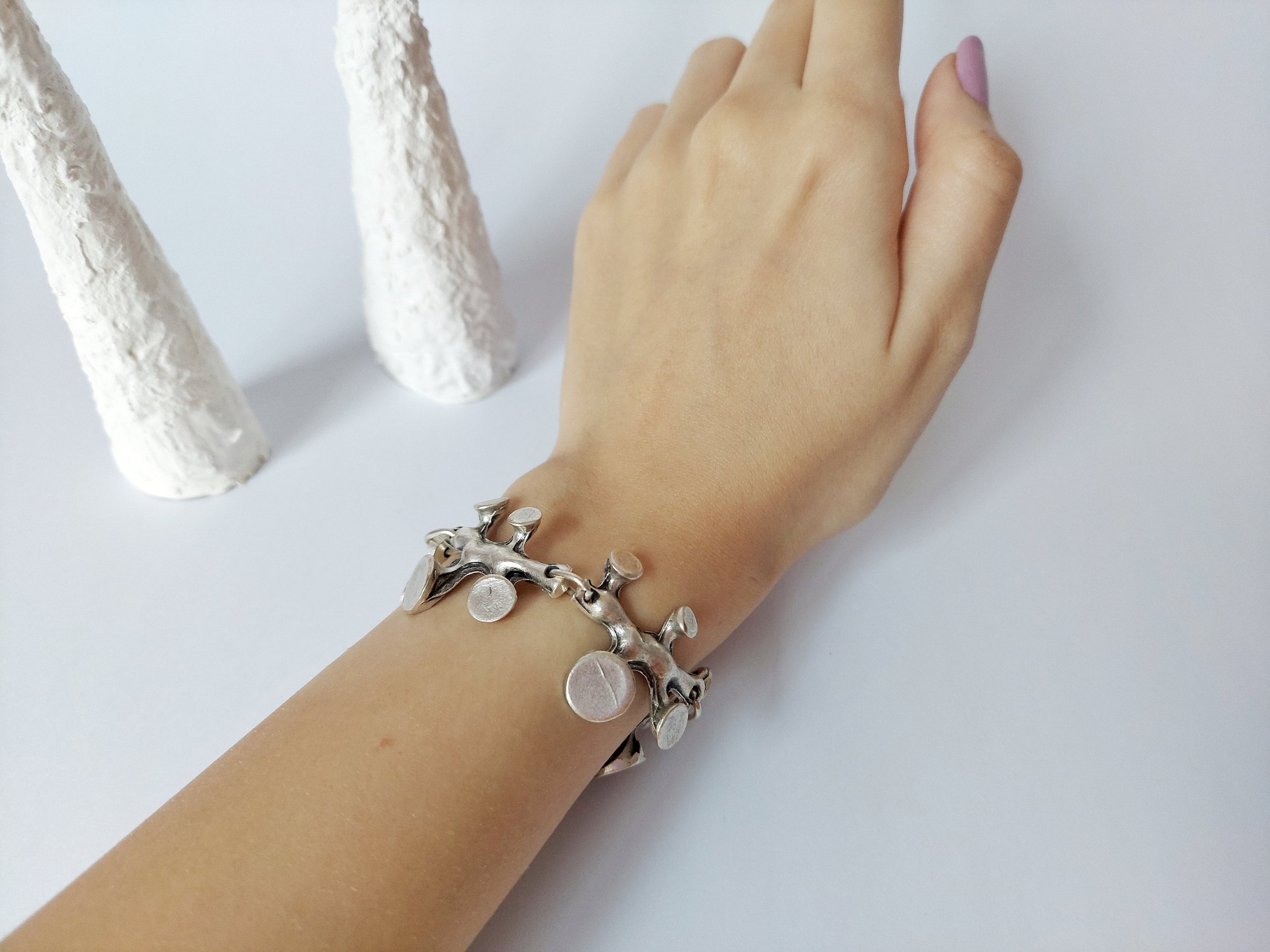 Gothic Silver Bracelet Gothic Style Jewelry Cool Modern - Etsy