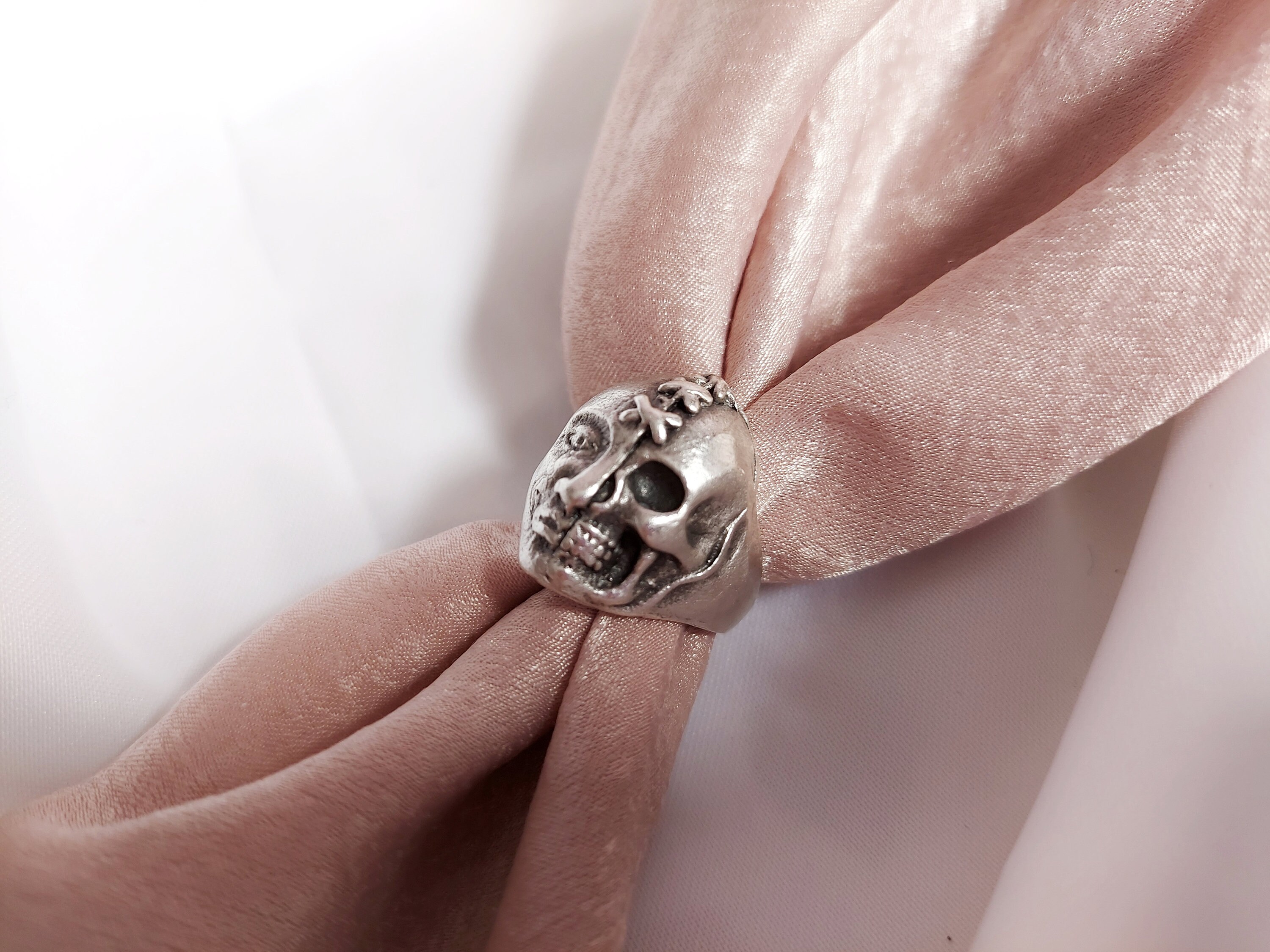 Silver Skull Ring, Scary Jewelry, Gothic Art Ring, Punk Accessories ...