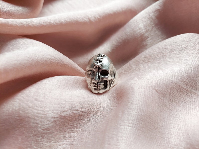 Silver Skull Ring, Scary Jewelry, Gothic Art Ring, Punk Accessories ...