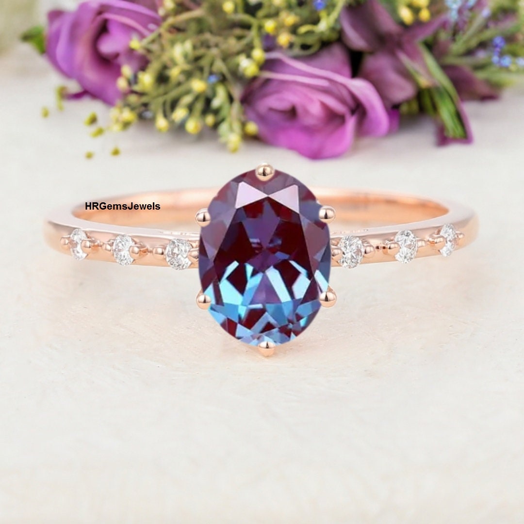 Dainty Alexandrite Ring, Color Change Alexandrite, 925 Solid Silver or ...