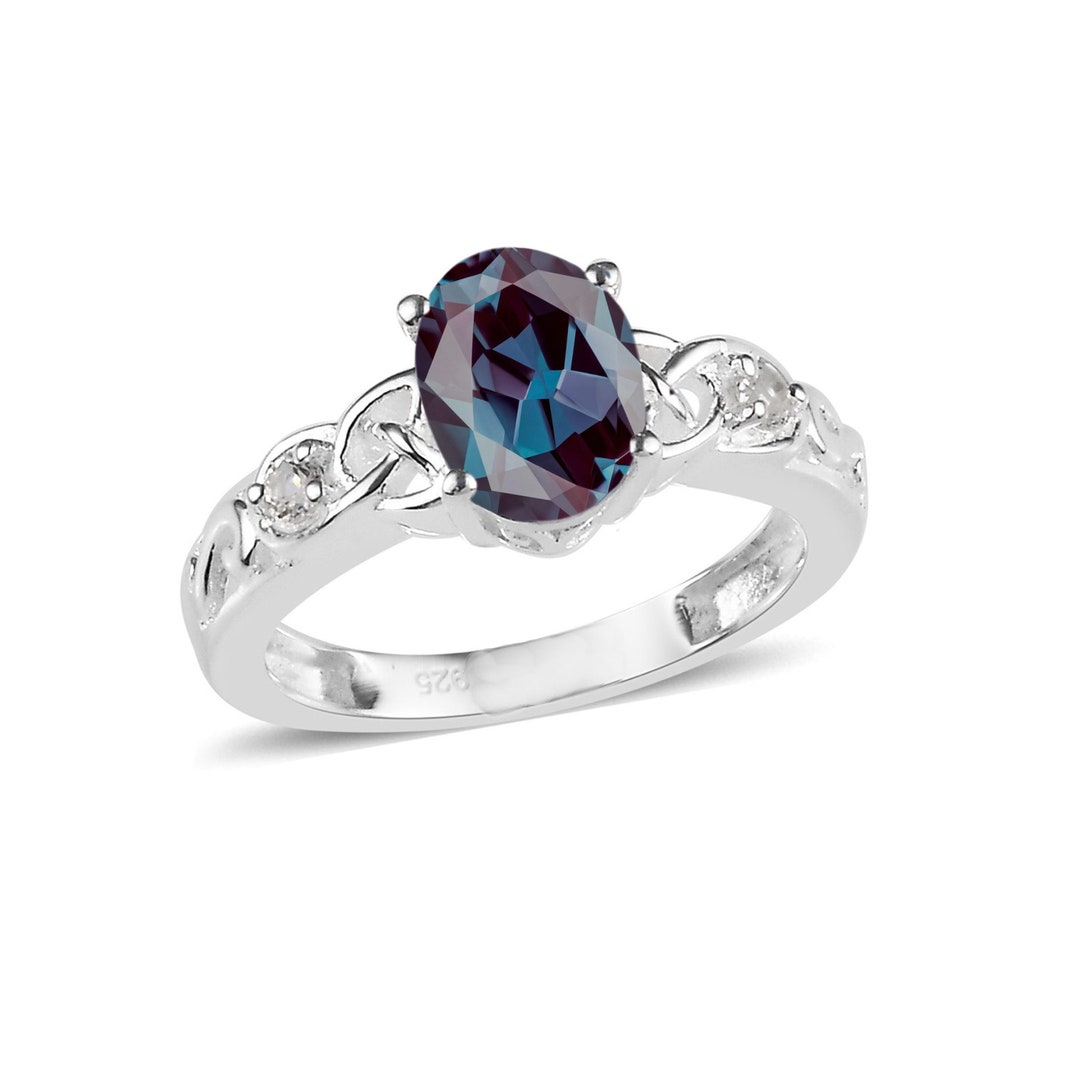 Alexandrite Ring, Lab Created Color Changing Gemstone Ring, 925 ...