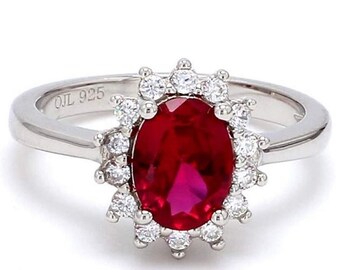 Lab Created Ruby Ring - Etsy