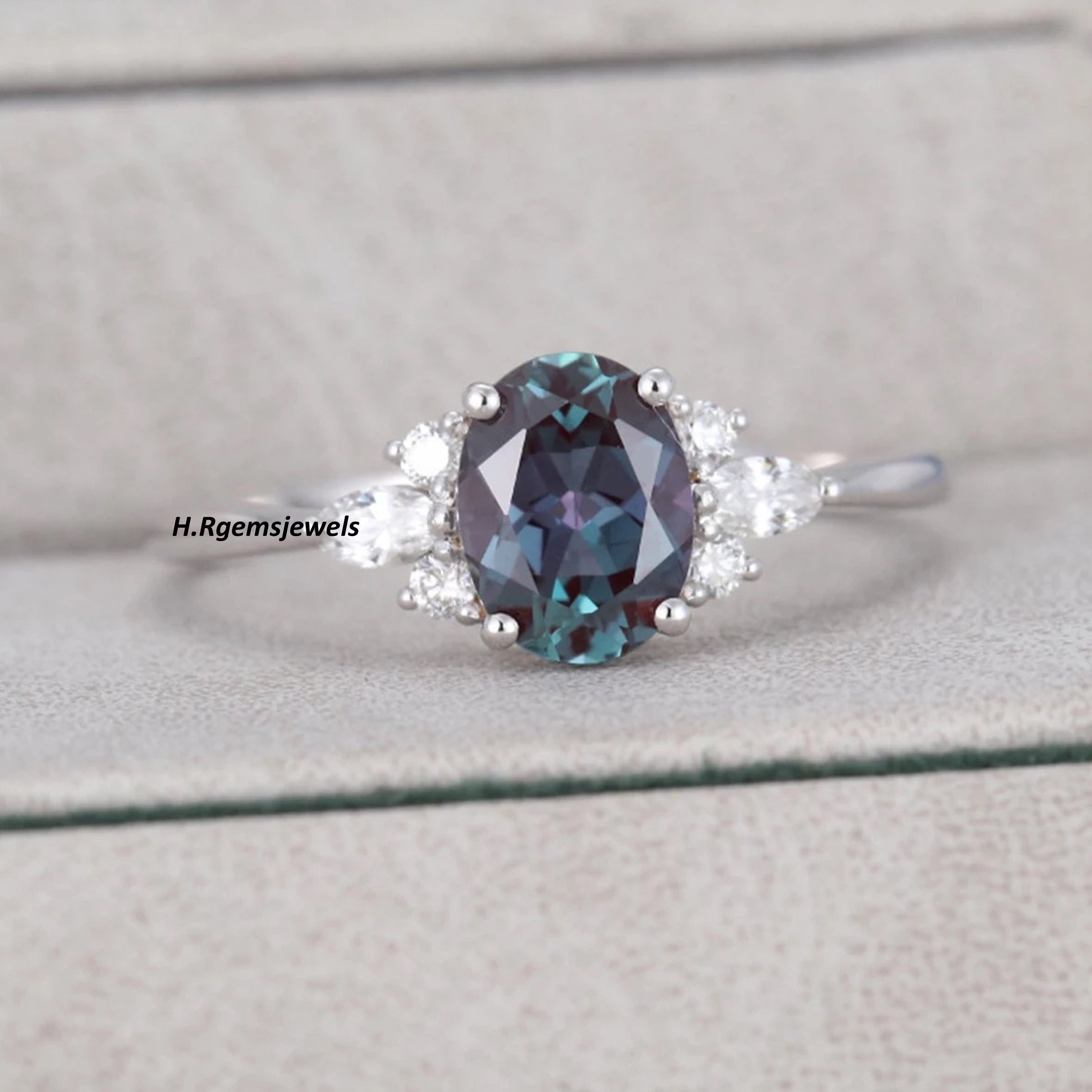 Genuine Alexandrite Ring Lab Created Color Changing Gemstone - Etsy