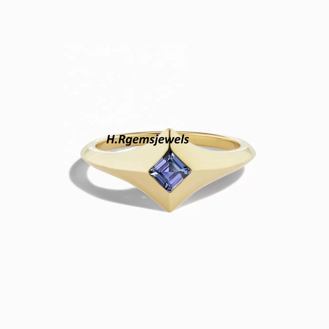 Alexandrite Ring, Alexandrite Men's Band, 925 Sterling Silver With 18k ...