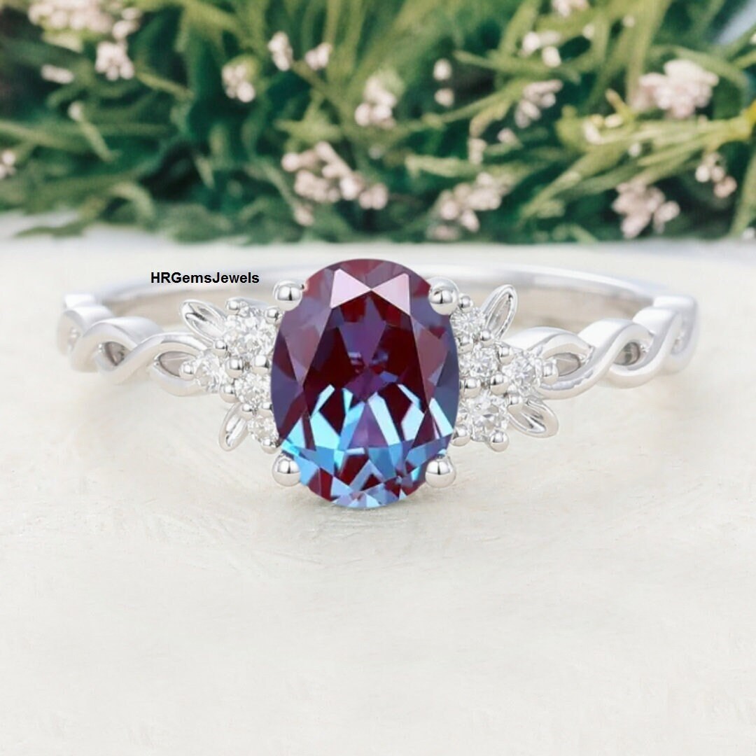 Dainty Alexandrite Ring, Color Change Alexandrite, 925 Solid Silver or ...