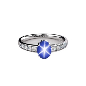 Lindy Star Sapphire Ring | Blue Star Sapphire Solitaire | Anniversary ...