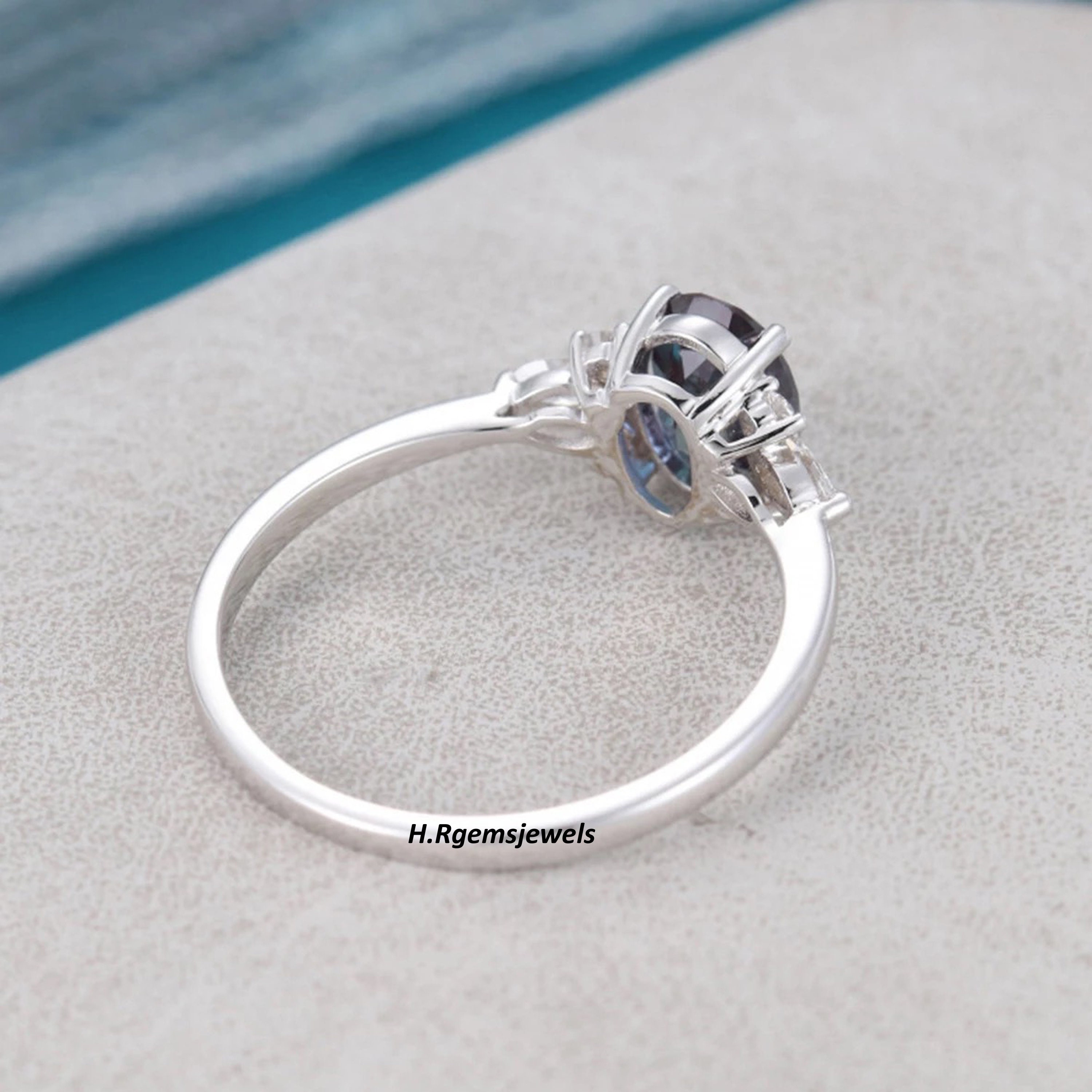 Lab Alexandrite Sterling Silver Ring: Color Changing Bridal Jewelry - Etsy