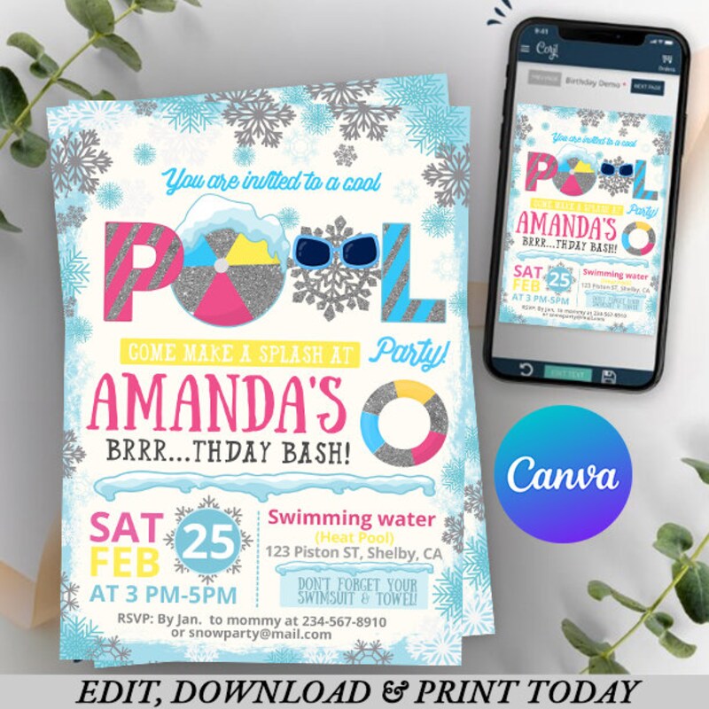 Winter Pool Party - Etsy