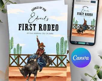 First Rodeo Birthday Invitation Template Boy Rodeo Invite First ...