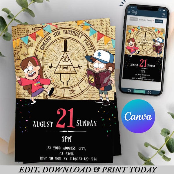 Gravity Falls Birthday Party Invitation - Etsy
