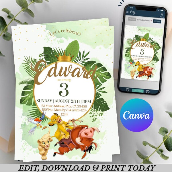 Lion King Birthday Invitation - Etsy