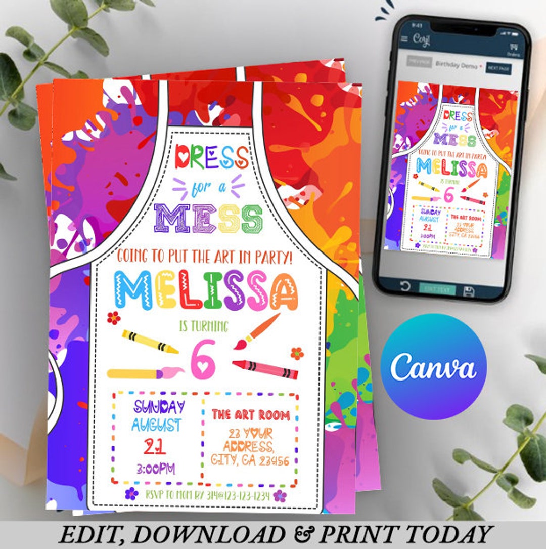 Painting Party Invitation, Art Party Invitation, Art Birthday Party ...