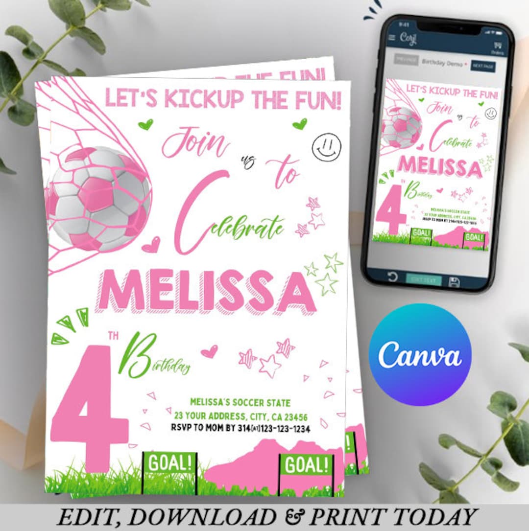 Soccer Girl Invitation Template, Girl Soccer Invitation, Printable ...