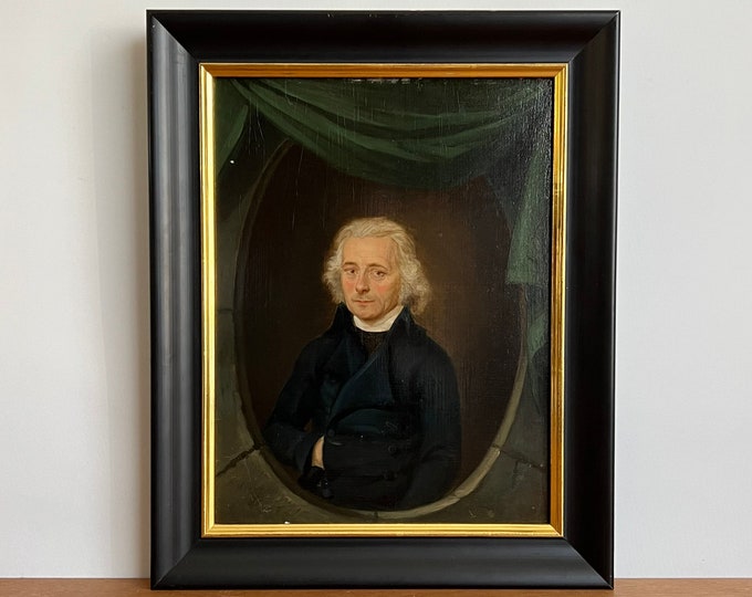 19th Century Antique Portrait Oil Painting, Portrait of Man, Male ...