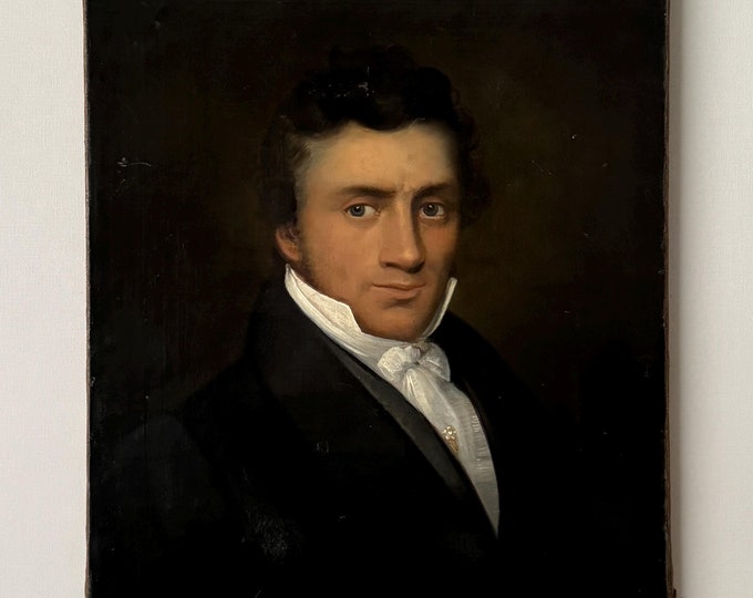 19th Century Antique Portrait Oil Painting, Portrait of Man, Male ...