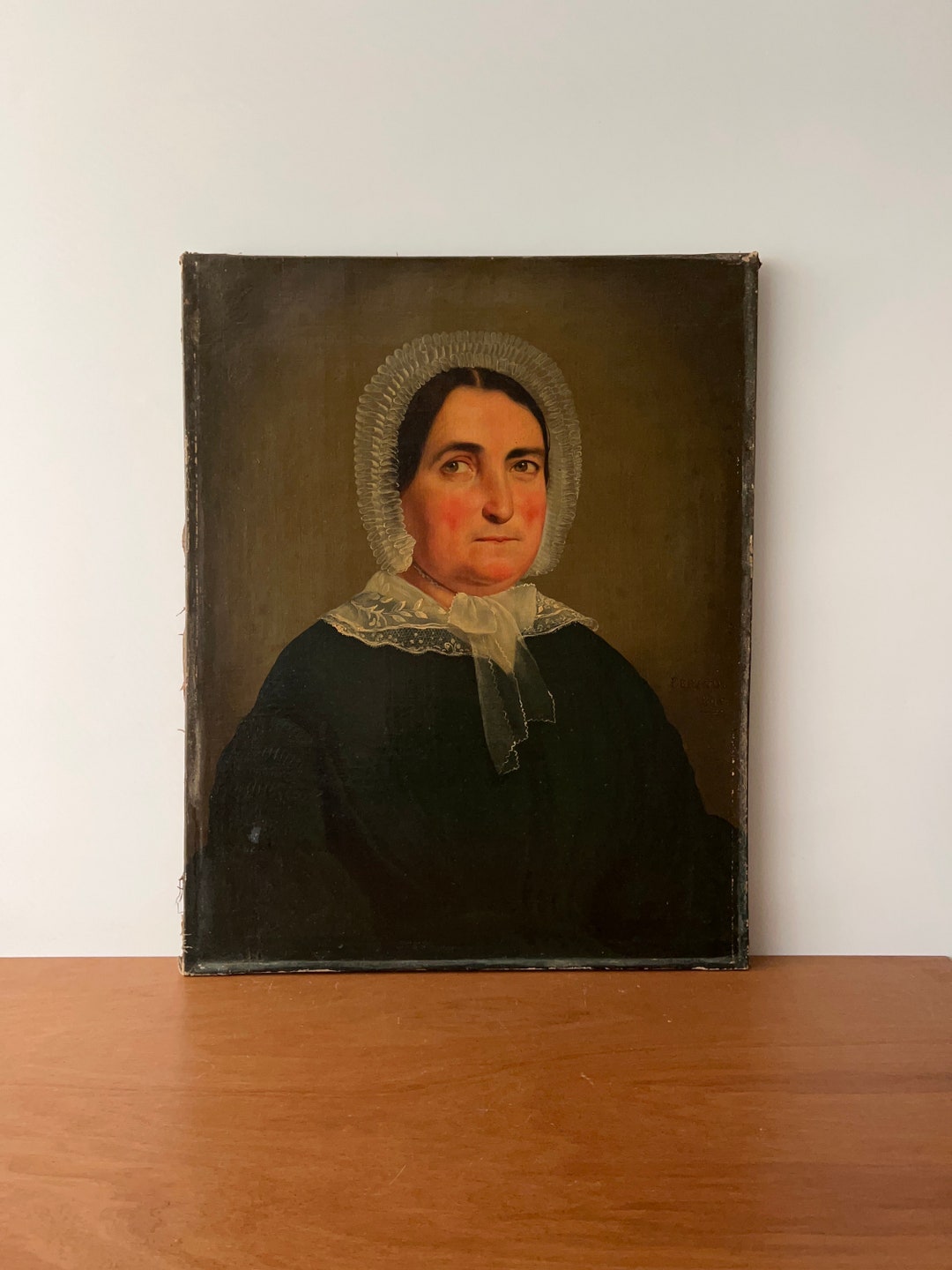 Antique French Lady Portrait Oil Painting, Dark Moody Portrait, 19th ...