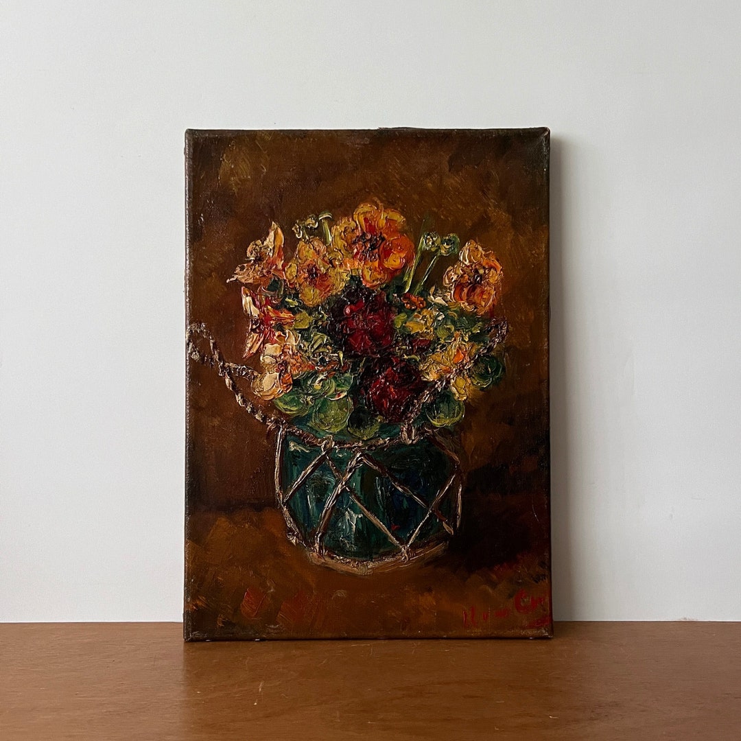 Flower Still Life Oil Painting, Dark Still Life, Moody Still Life ...