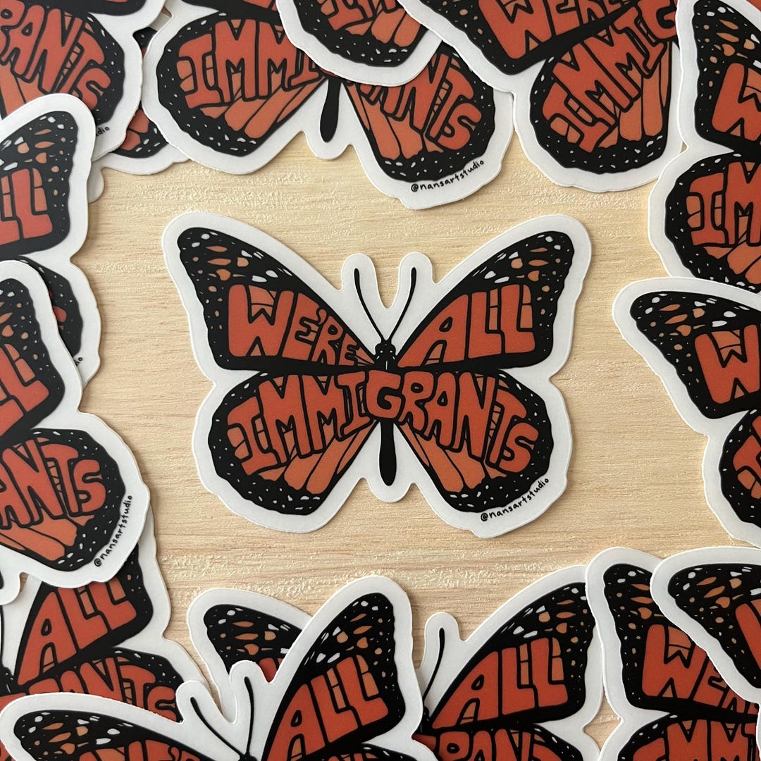 Monarch Butterfly Clear Sticker - We're All Immigrants - Etsy