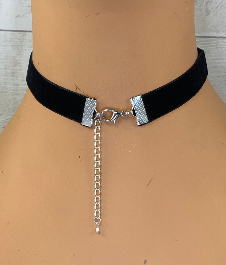 Black Velvet Choker Necklace With Purple Heart Shape Jewel and Clear ...