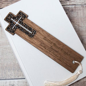 Personalised Engraved Wooden Cross Bookmark, Crucifix Bookmark ...