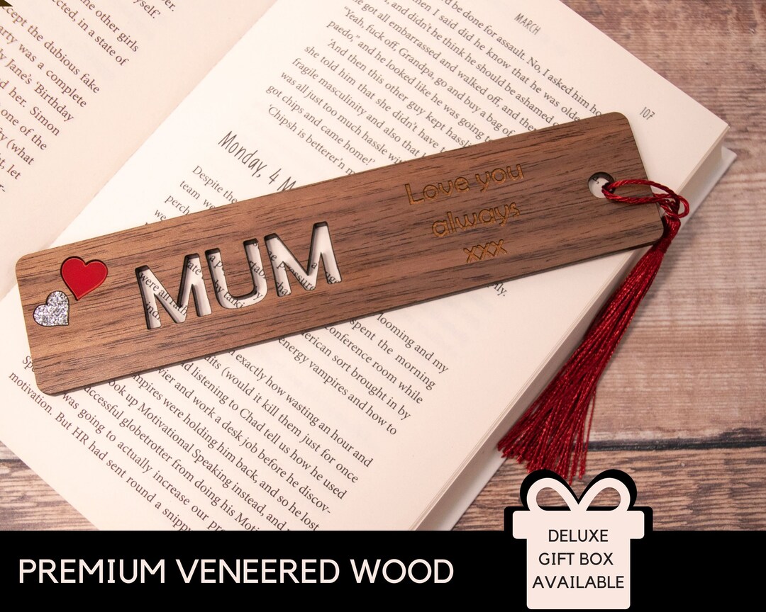 Personalised Wooden Mum Bookmark, Custom Gift for Mum for Mothers Day ...