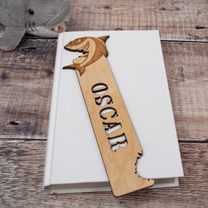 Personalised Wooden Shark Bookmark, Laser Cut Bookmark, Childrens ...