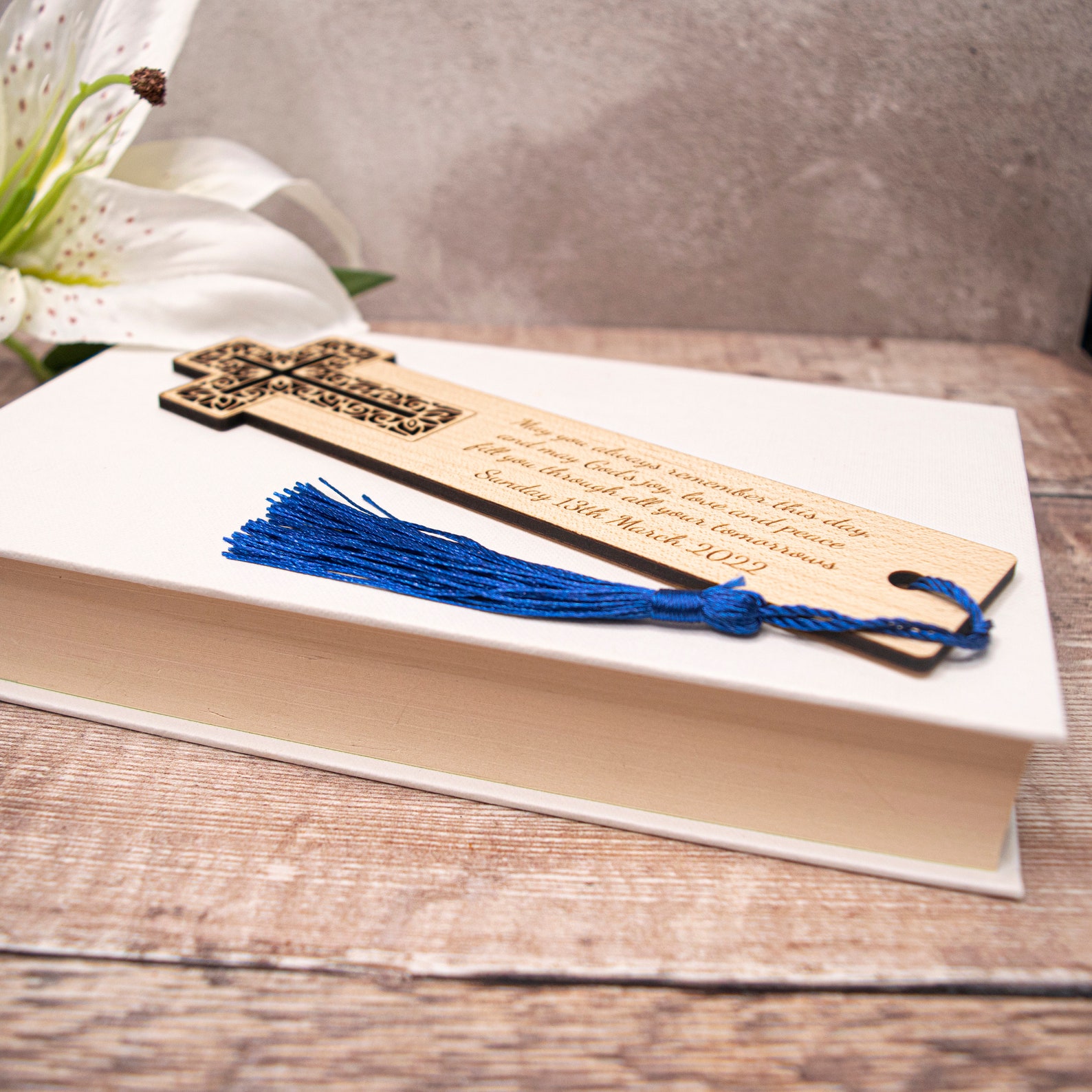 Personalised Wooden Cross Bookmark, Custom Religious Bookmark ...