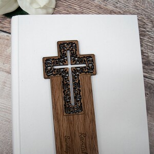 Personalised Engraved Wooden Cross Bookmark, Crucifix Bookmark ...