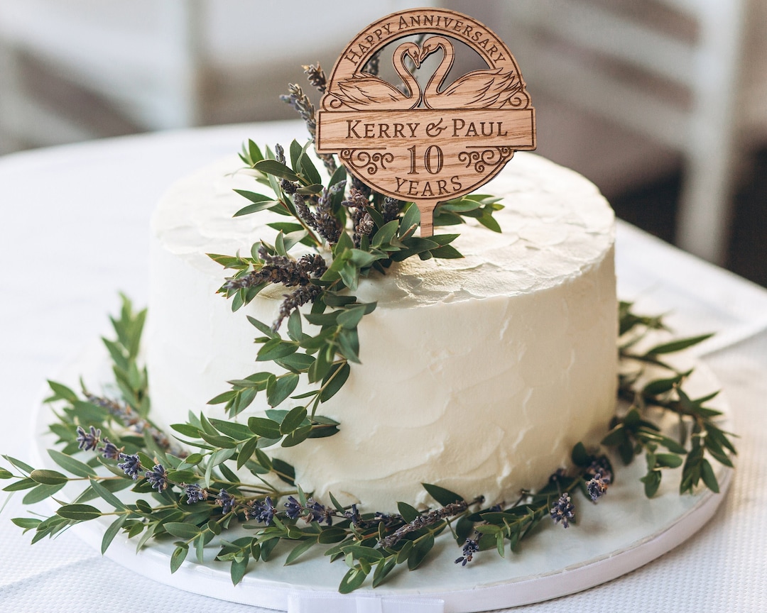 Personalised Wedding Anniversary Cake Topper, Custom Wooden Cake Topper ...