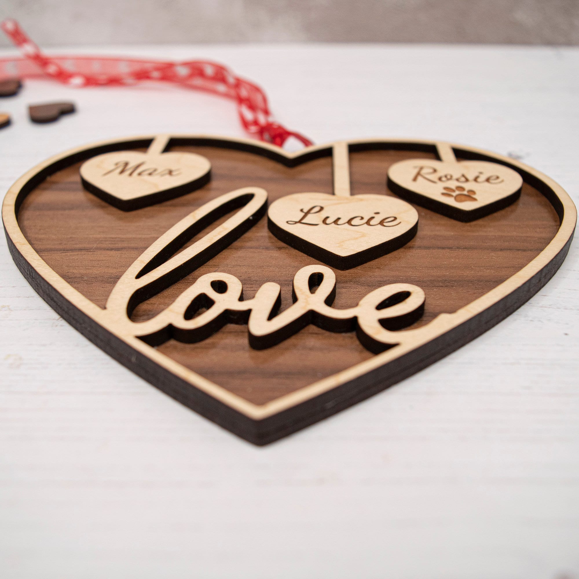 Personalised Wooden Family Sign Custom Hanging Heart - Etsy