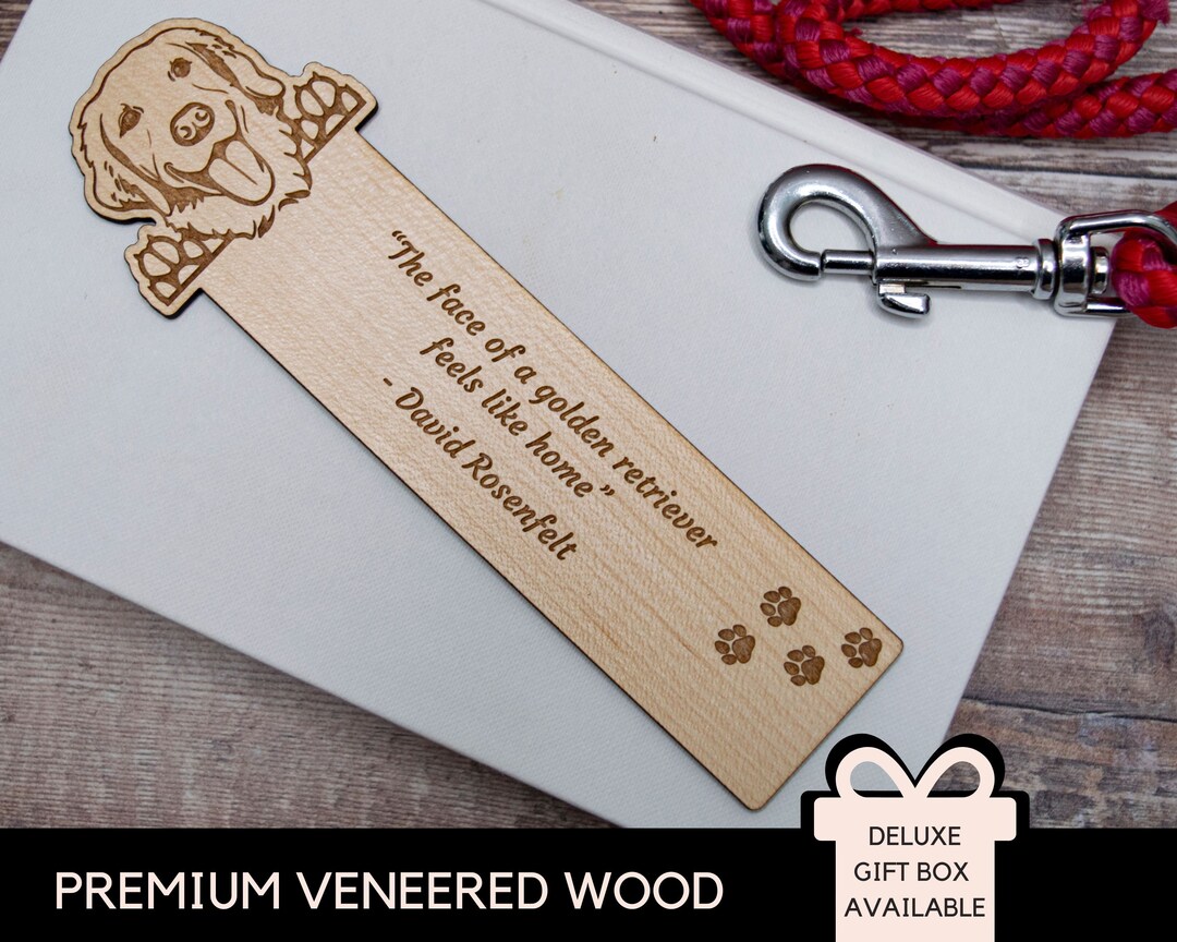 Personalised Wooden Golden Retriever Bookmark, Wood Bookmark for Dog ...