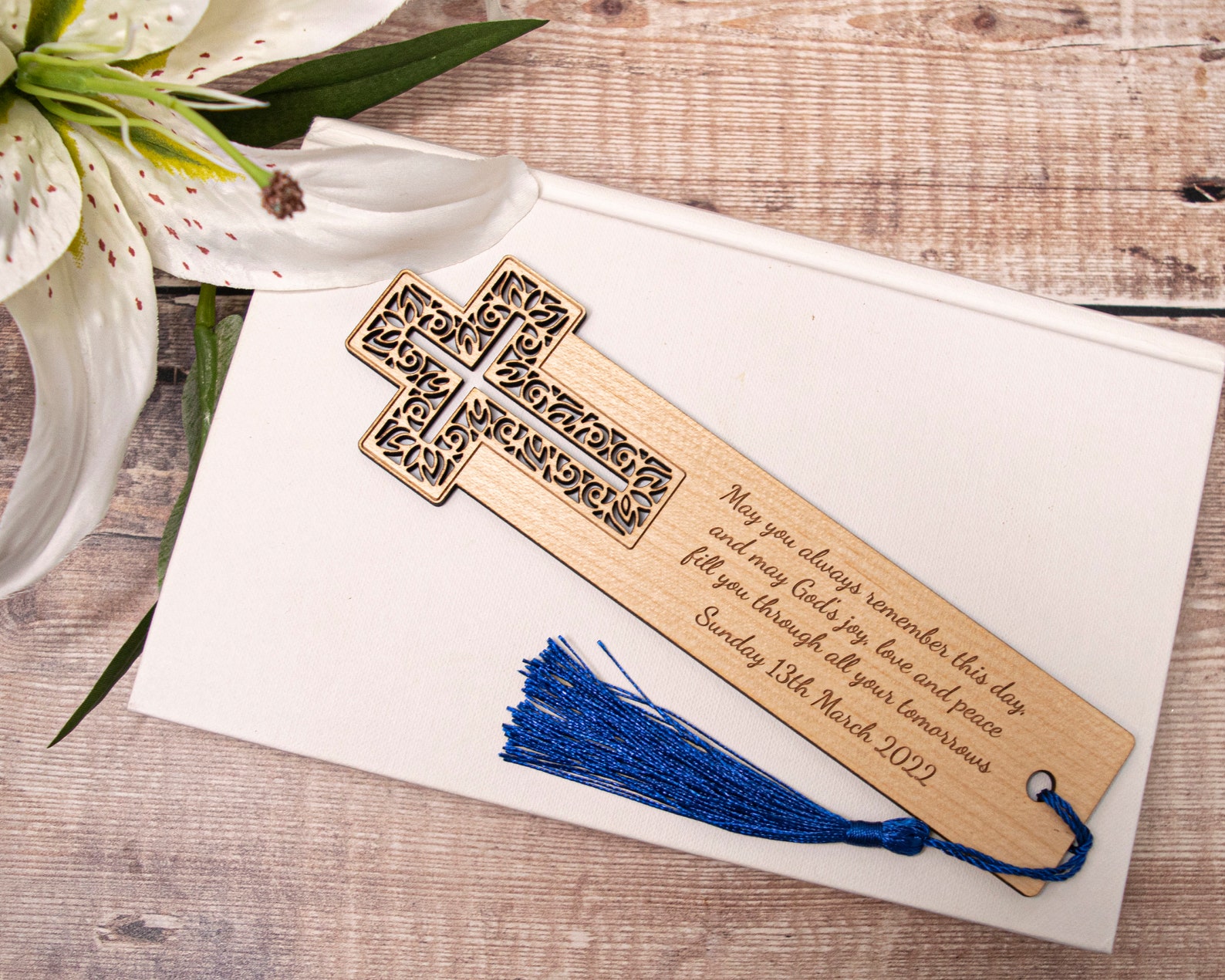 Personalised Wooden Cross Bookmark, Custom Religious Bookmark ...