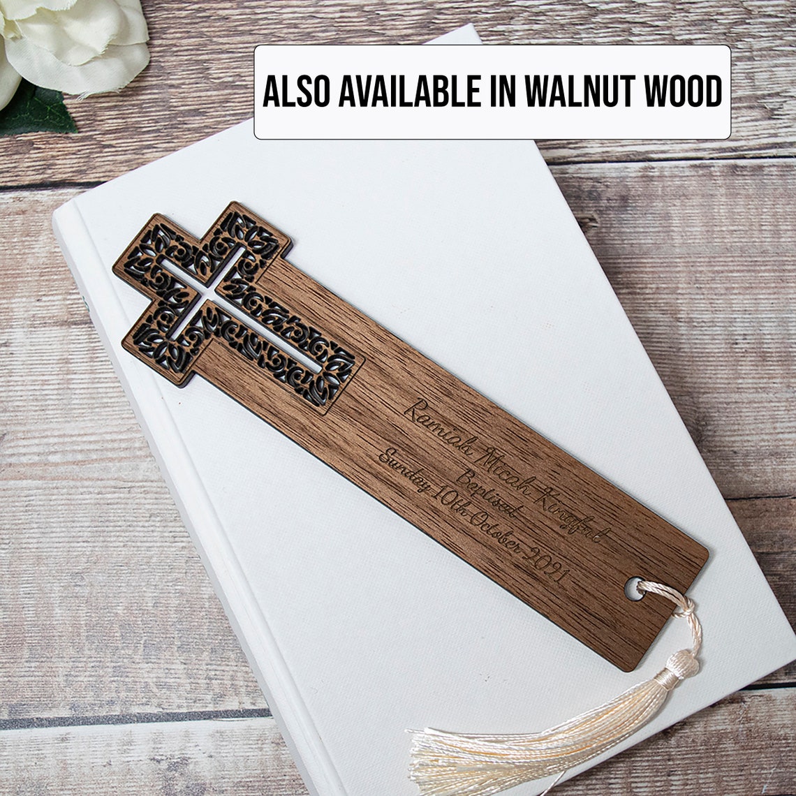 Personalised Wooden Cross Bookmark, Religious Gift for Goddaughter ...
