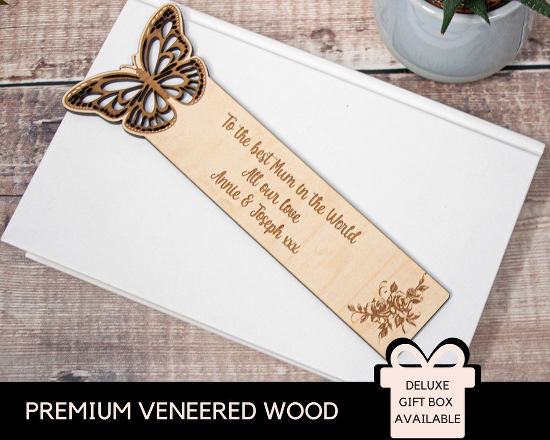 Mother's Day Bookmark Gift, Personalised Wooden Butterfly Bookmark ...