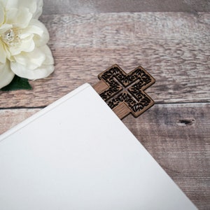 Personalised Engraved Wooden Cross Bookmark, Crucifix Bookmark ...