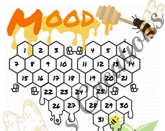 Bumble Bee Mood Tracker Sheets Printable Pages Bullet Journal Insert ...