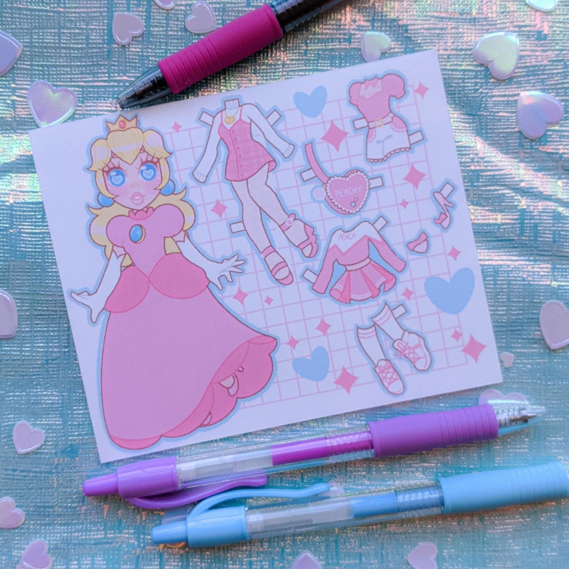 Princess Peach Paper Doll Cute Art Print Etsy