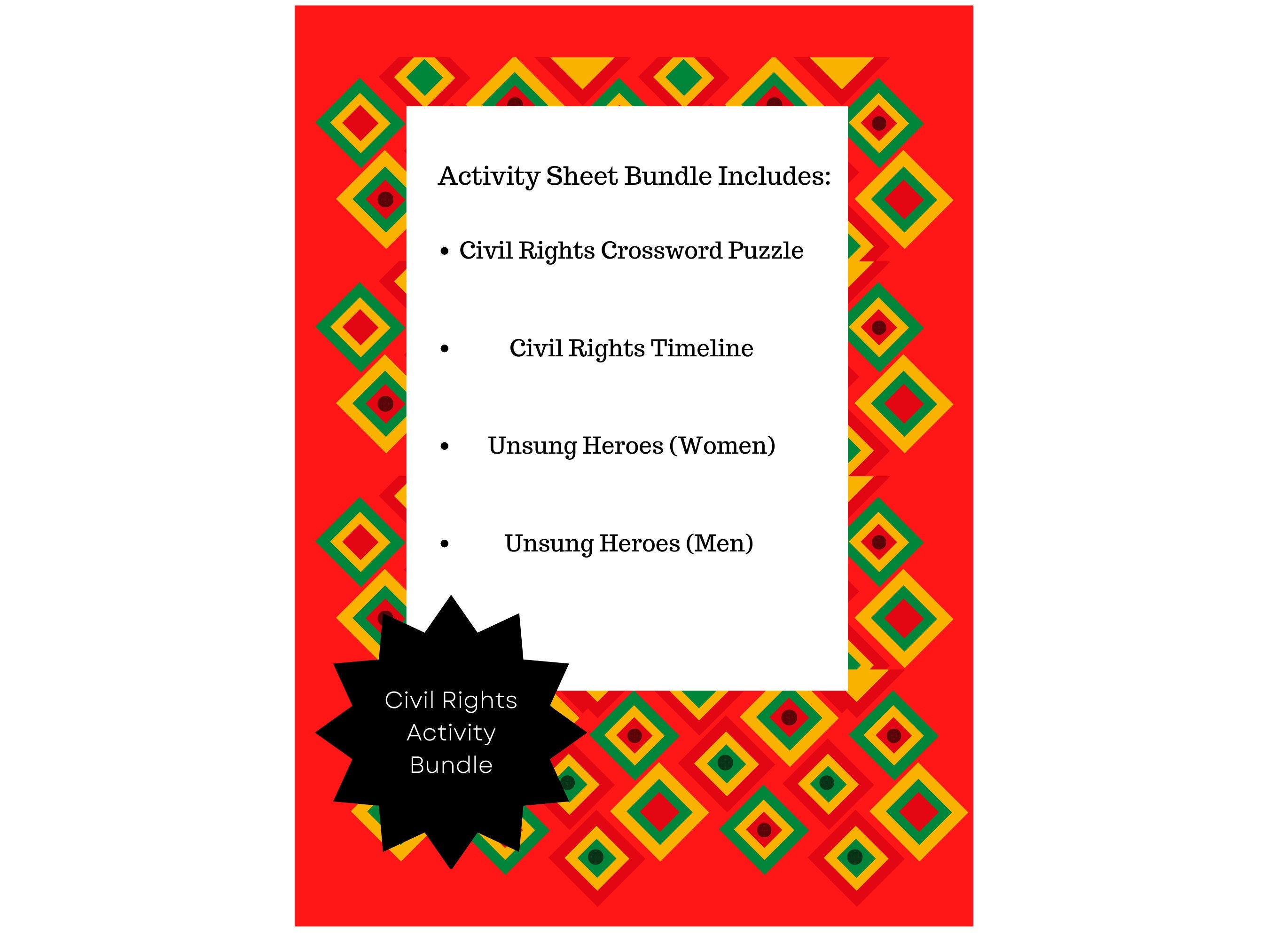 Civil Rights Activity Sheet Bundle - Etsy