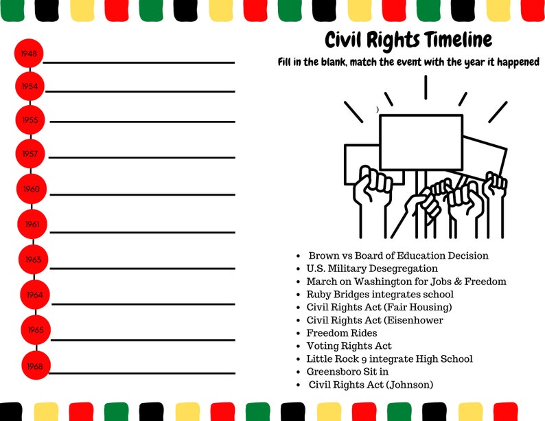 Civil Rights Activity Sheet Bundle - Etsy