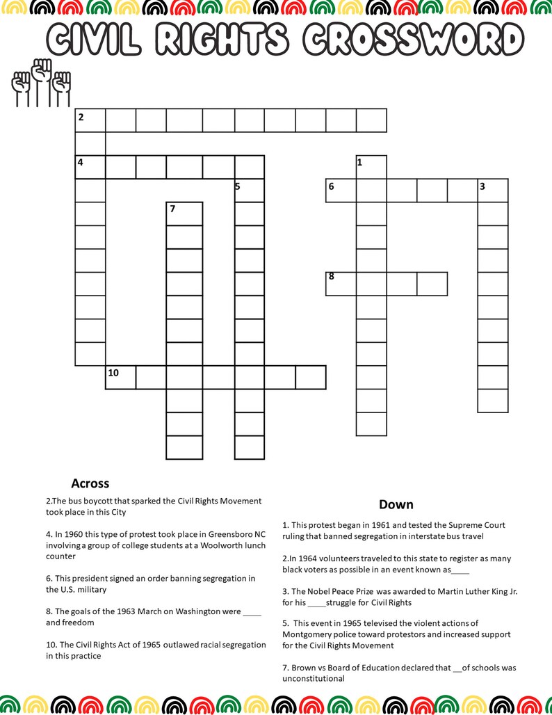 Civil Rights Activity Sheet Bundle - Etsy