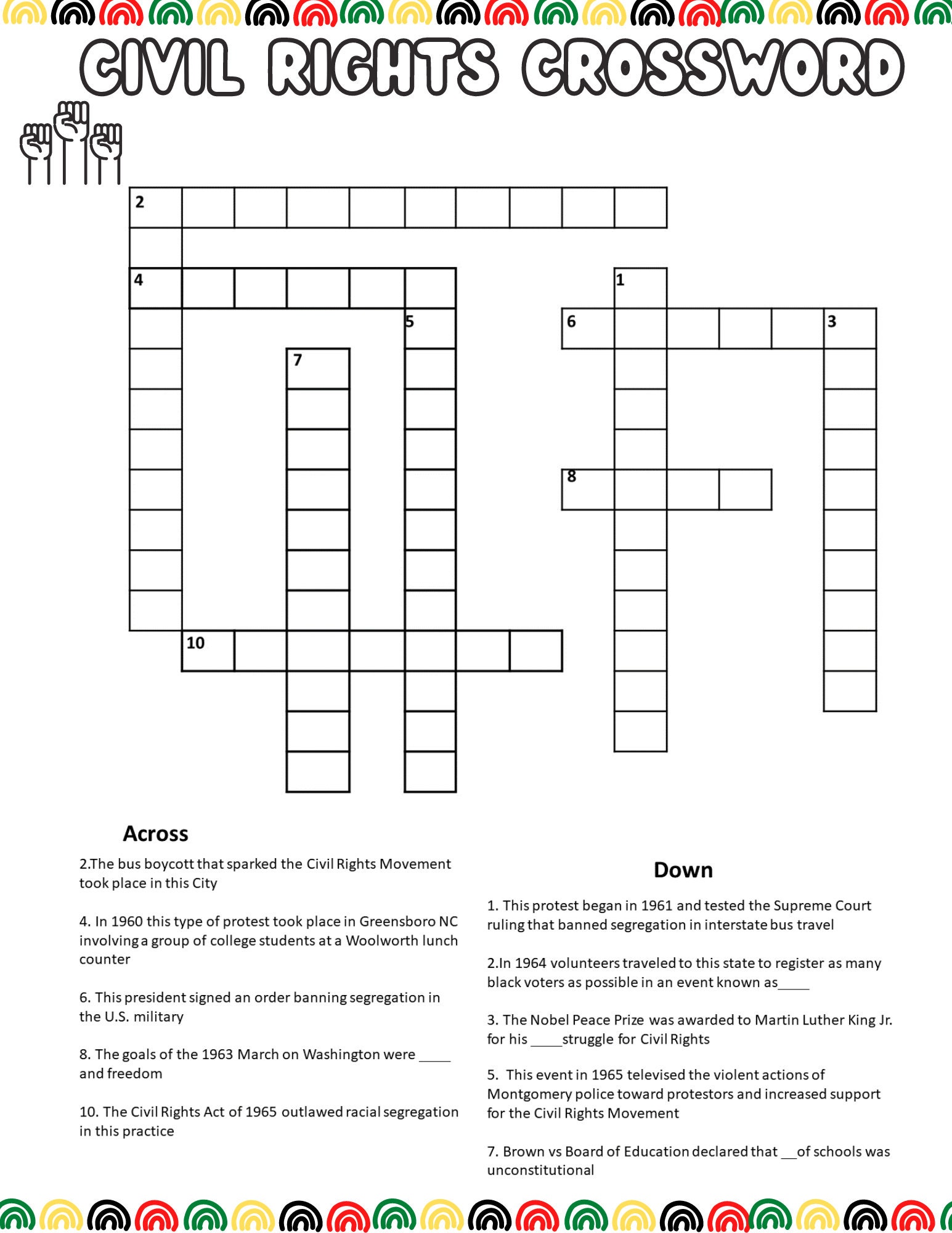 Civil Rights Activity Sheet Bundle - Etsy