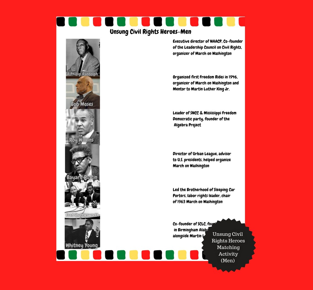 Matching Activity: Unsung Civil Rights Heroes-men - Etsy