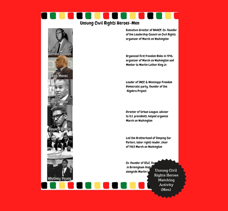 Matching Activity: Unsung Civil Rights Heroes-men - Etsy
